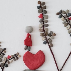 Red Dress Heart Rock Art | Unique Wall Decor| Pebble Art | Heart ...