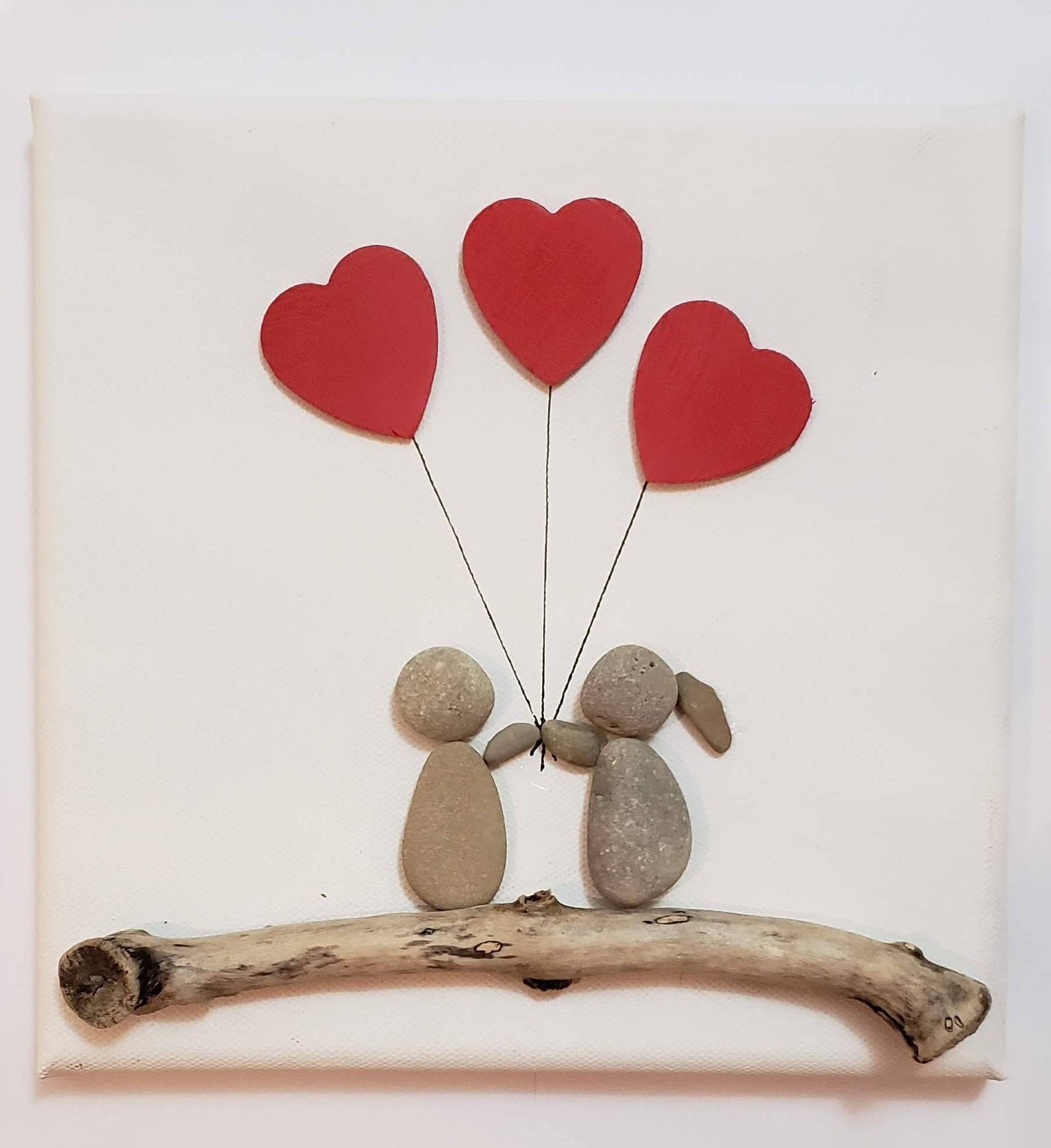 Couple Heart Balloon Pebble Art - Etsy
