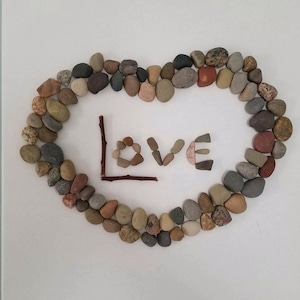 Heart With Love Rustic Pebble Art - Etsy