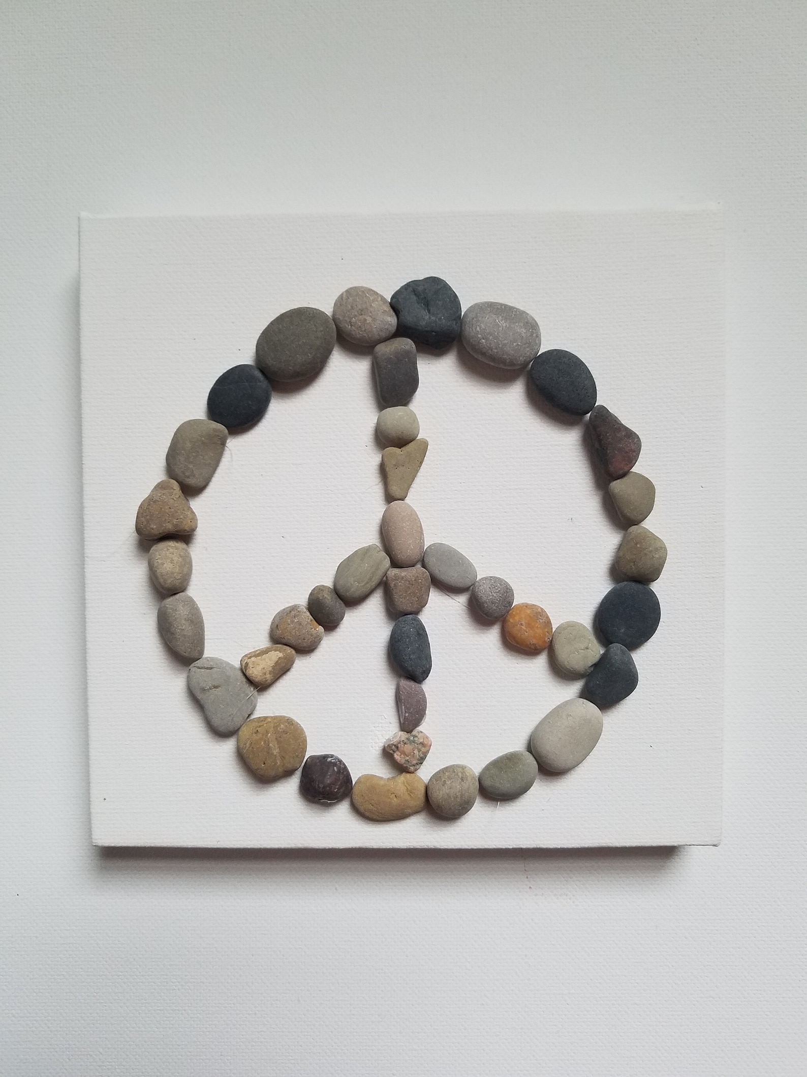 Peace Sign Pebble Art Rustic Decor - Etsy
