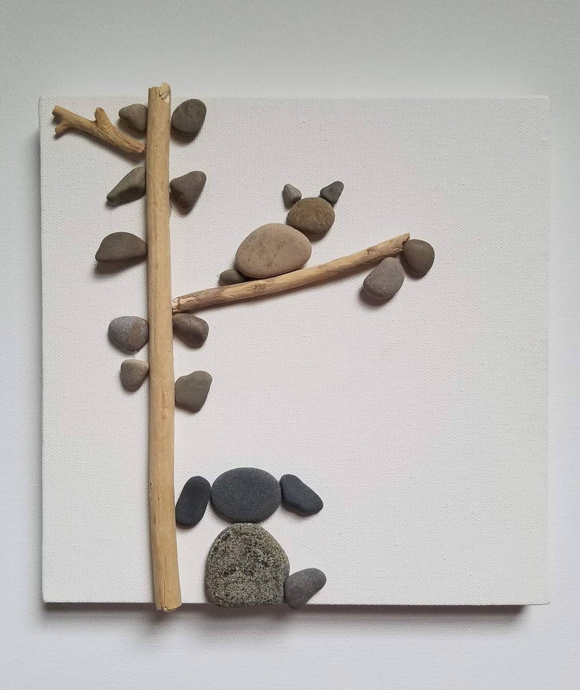 Dog Chasing Cat Pebble Art Rustic Decor | Etsy