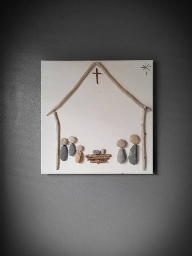 Christmas Nativity Pebble Art: Unique Holiday Rock Art - Etsy