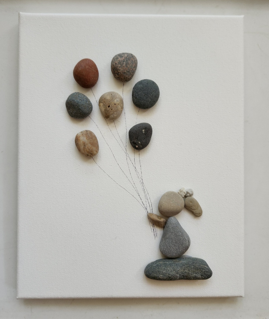 Girl With Balloons Pebble Art – 8x10 Canvas or Framed – Unique Nature ...