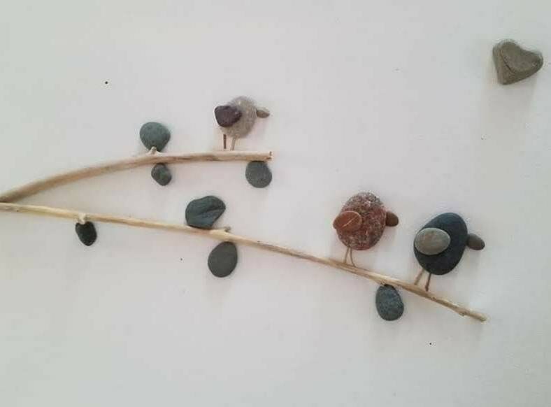 Three Little Birds Pebble Art: Rustic Lake Michigan Rock Decor - Etsy