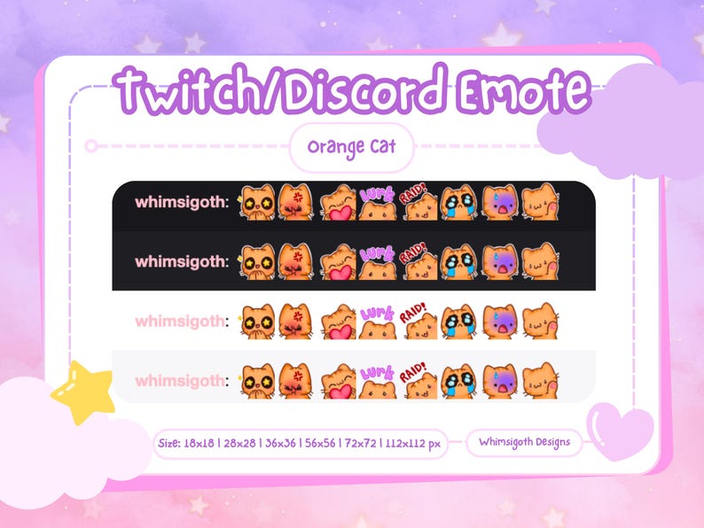 Orange Cat Emote | 8 Pack (cute Twitch Emotes & Discord Emotes Bundle ...