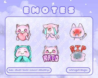 42 Pink Cat Emotes Mega Pack Twitch Emote Cute Chibi Kitten Furry Pet ...