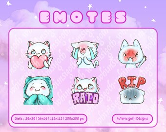 White Cat Emotes Pack 5 / for Twitch Emote, Discord Emote, and Whatsapp ...