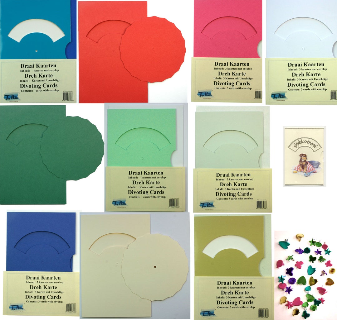 30 Turning Cards Envelopes and Split Pins 10 Colors Make - Etsy