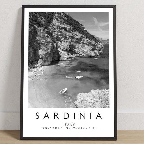 Sardinia Print Black and White Sardinia Wall Art Sardinia - Etsy
