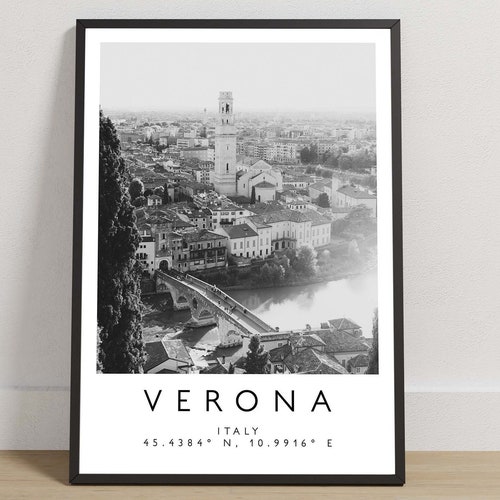Verona Print Black and White Verona Wall Art Verona Poster - Etsy