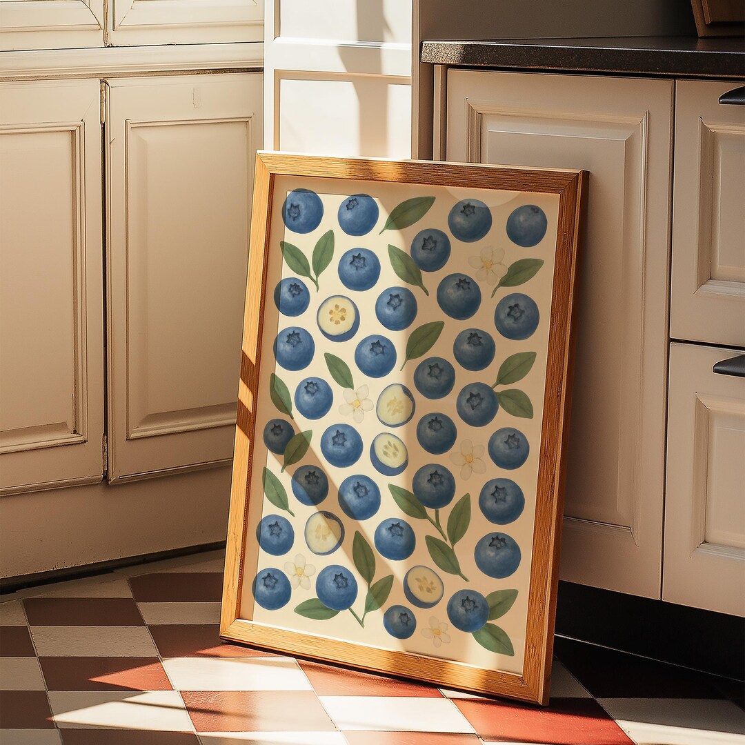 Blueberries Kitchen Print, Watercolour Blueberries Art, Fruit Poster ...