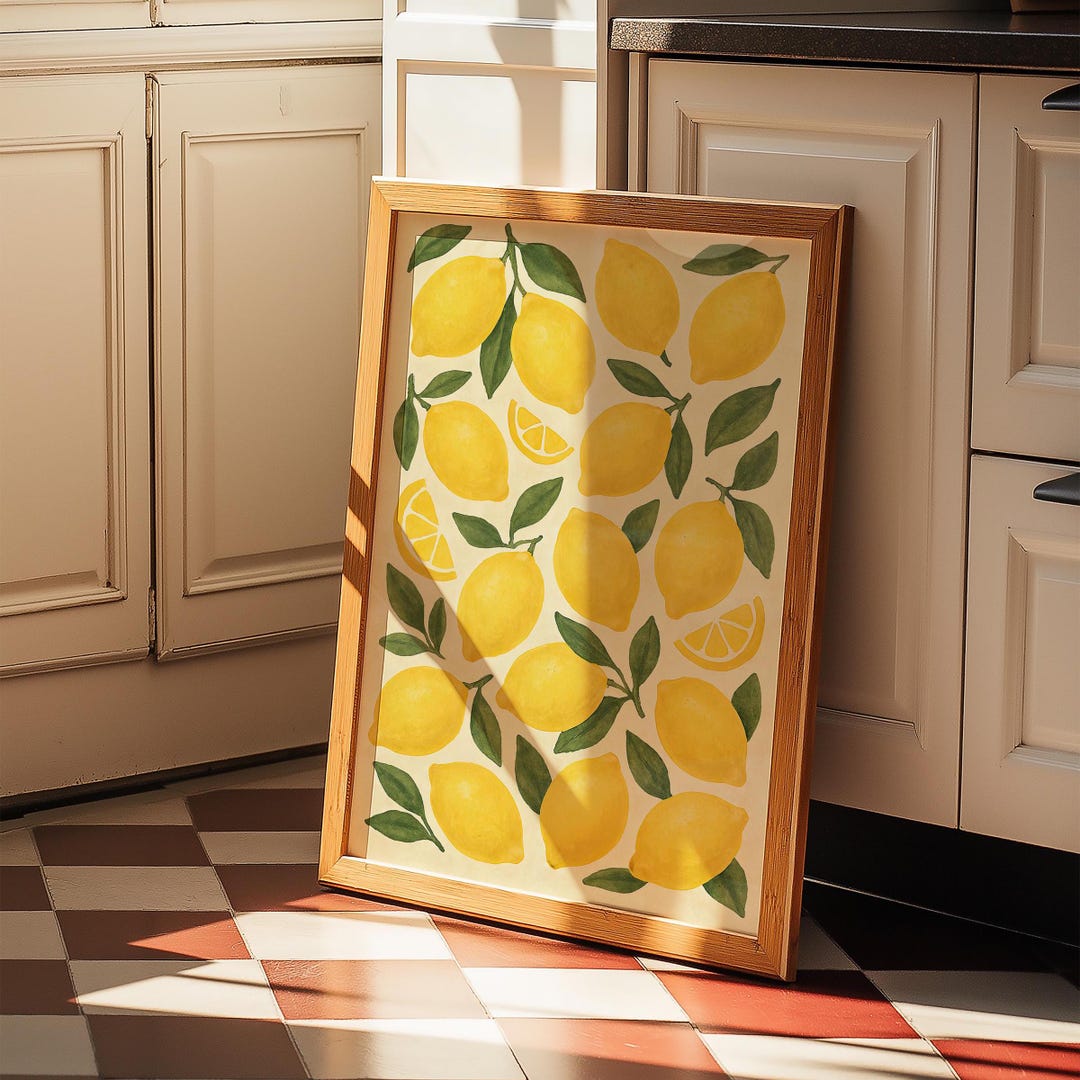 Lemon Kitchen Print, Watercolour Lemon Art, Fruit Kitchen Poster ...