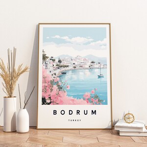 Bodrum Illustration Print, Bodrum Poster, Turkey Wall Art, Travel Print ...