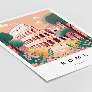 Rome Illustration Print, Rome Poster, Italian Wall Art, Travel Print ...
