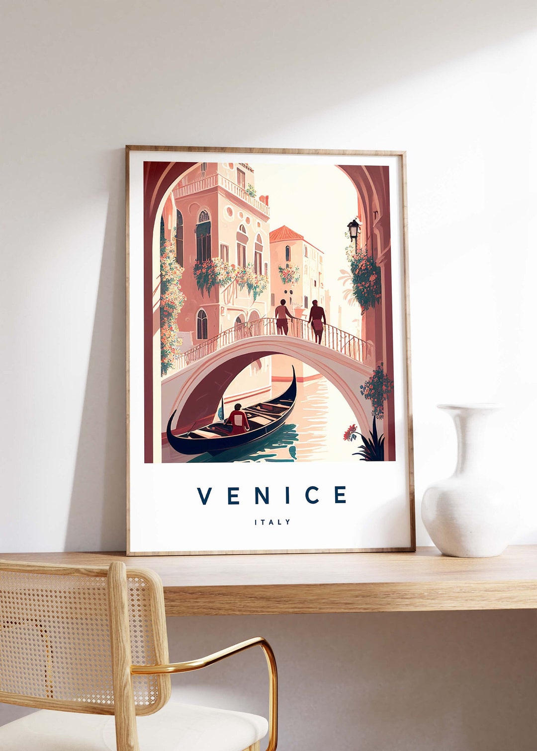 Venice Illustration Print, Venice Poster, Italian Wall Art, Travel ...