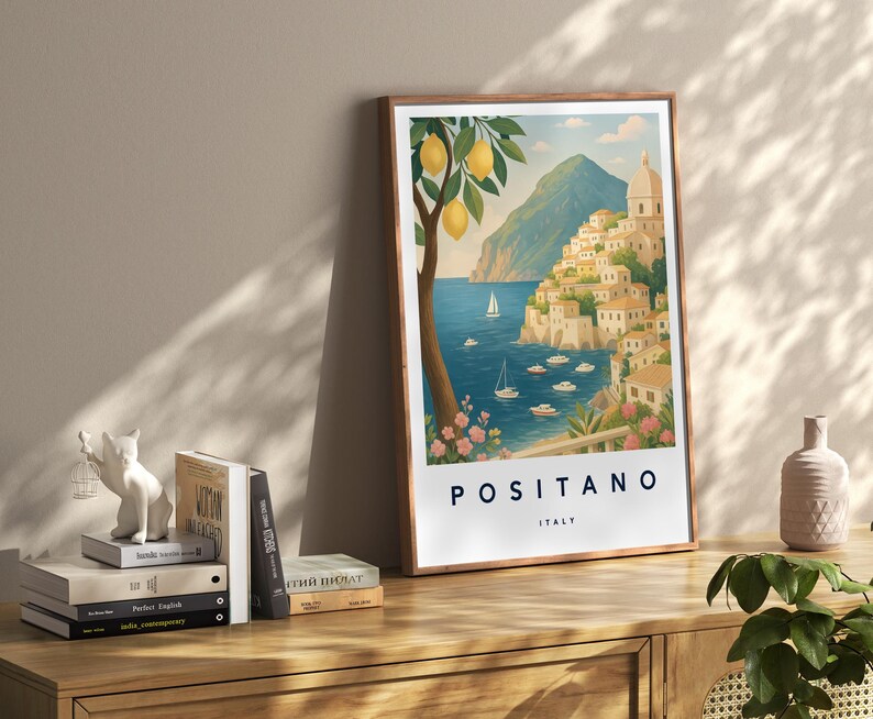 Positano Illustration Print, Positano Poster, Italian Wall Art, Travel ...