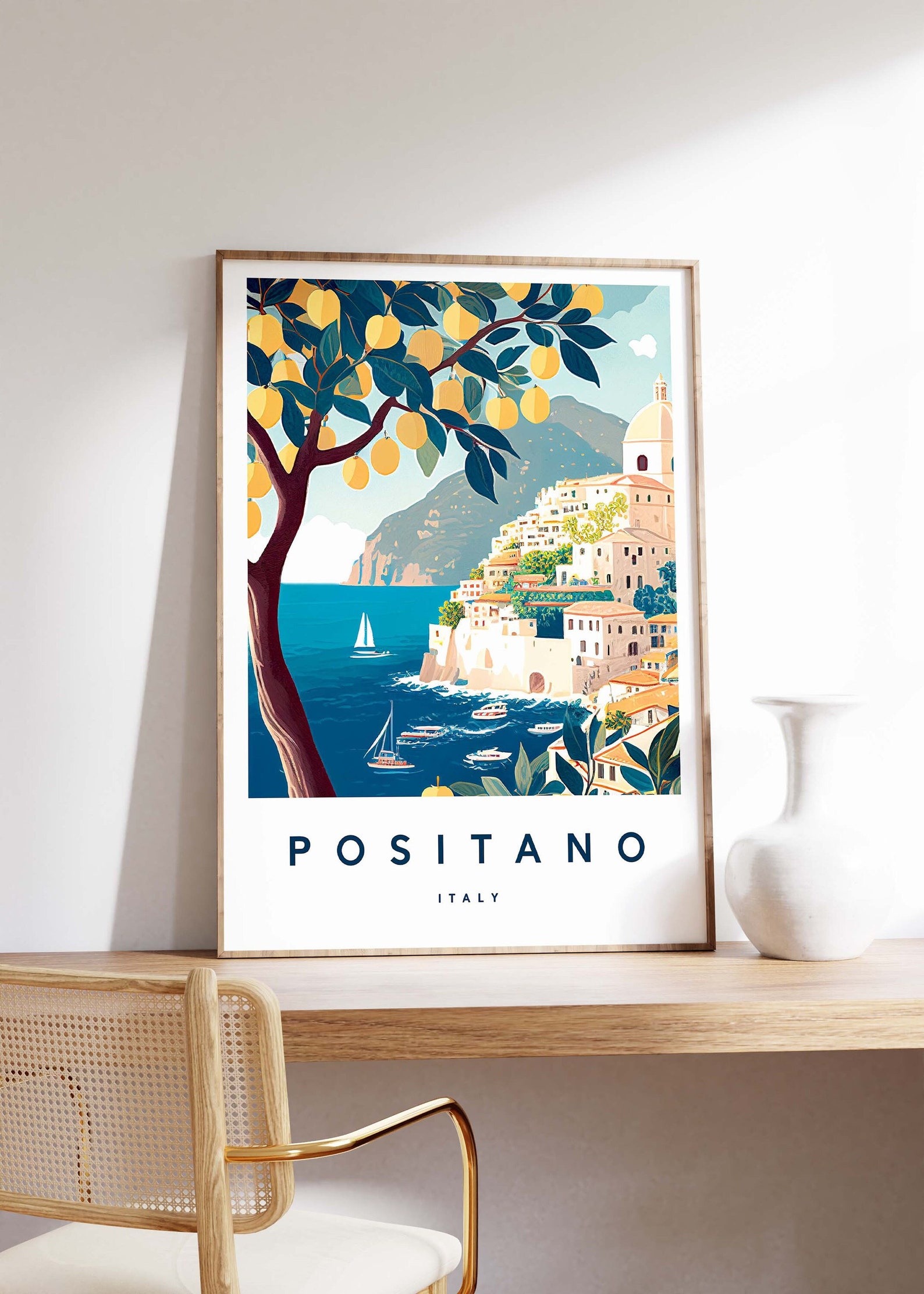 Positano Illustration Print Positano Poster Italian Wall - Etsy