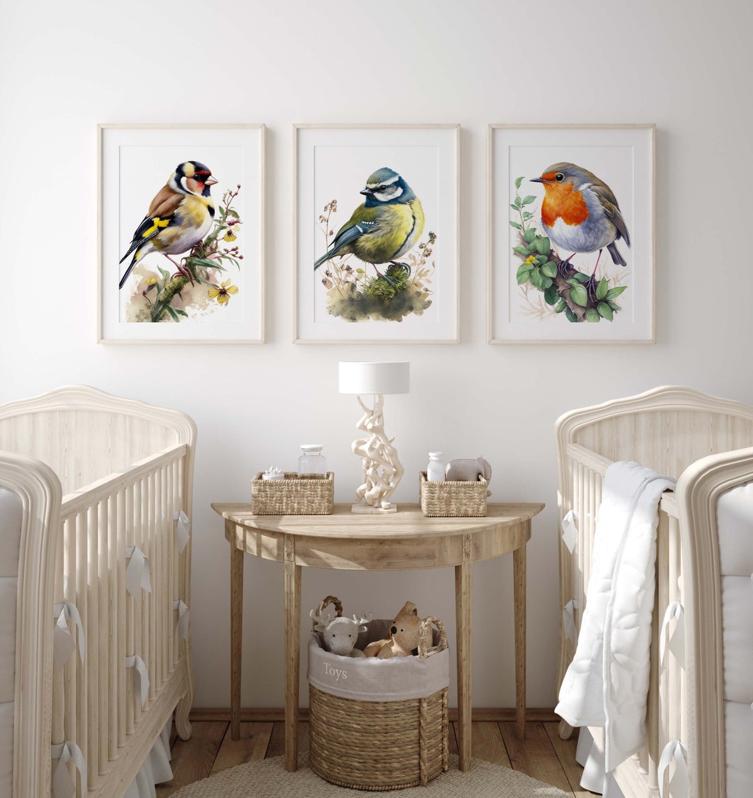 Set of 3 Watercolour Garden Birds Prints, British Birds Print Set ...