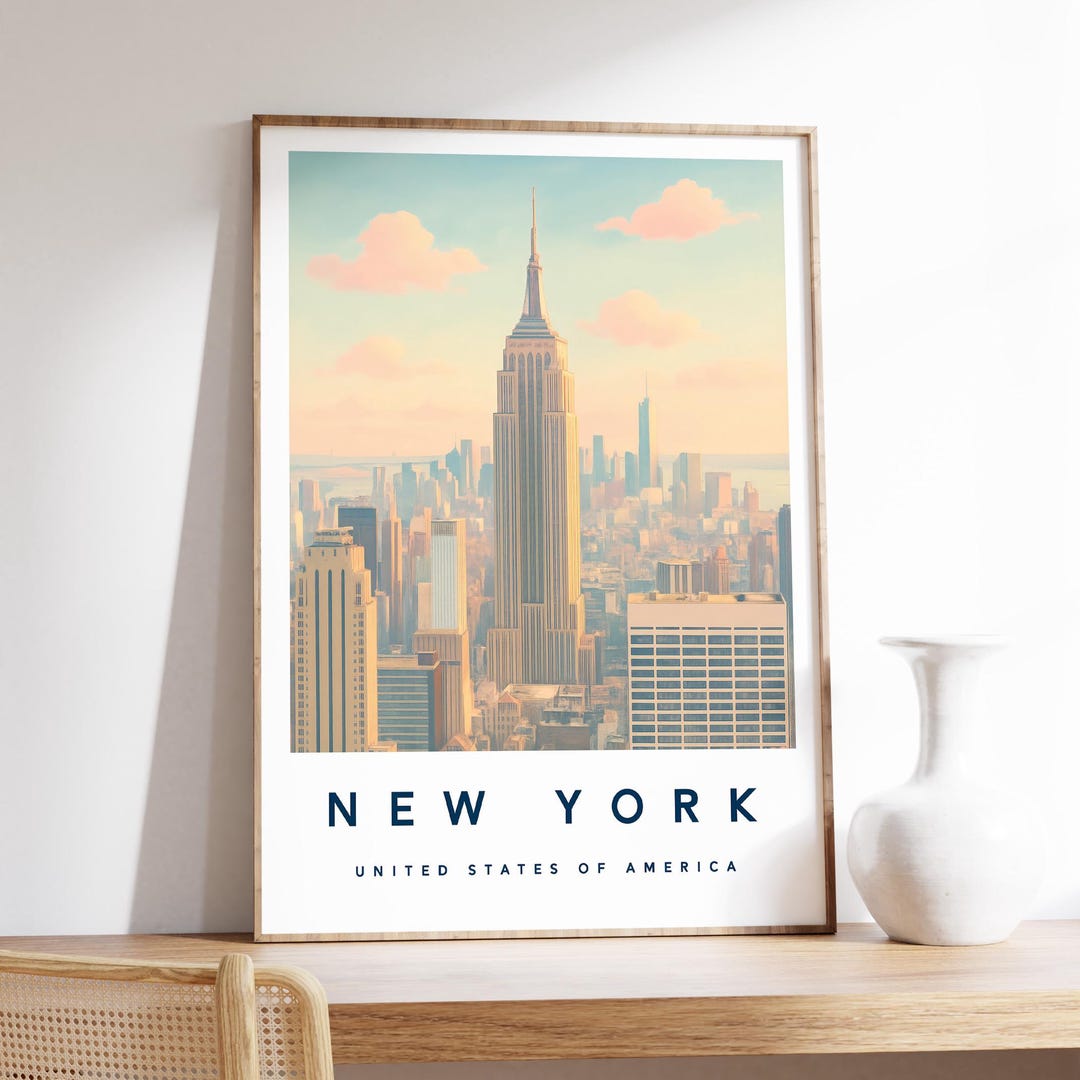 New York Illustration Print, NYC Poster, New York City Wall Art, USA ...