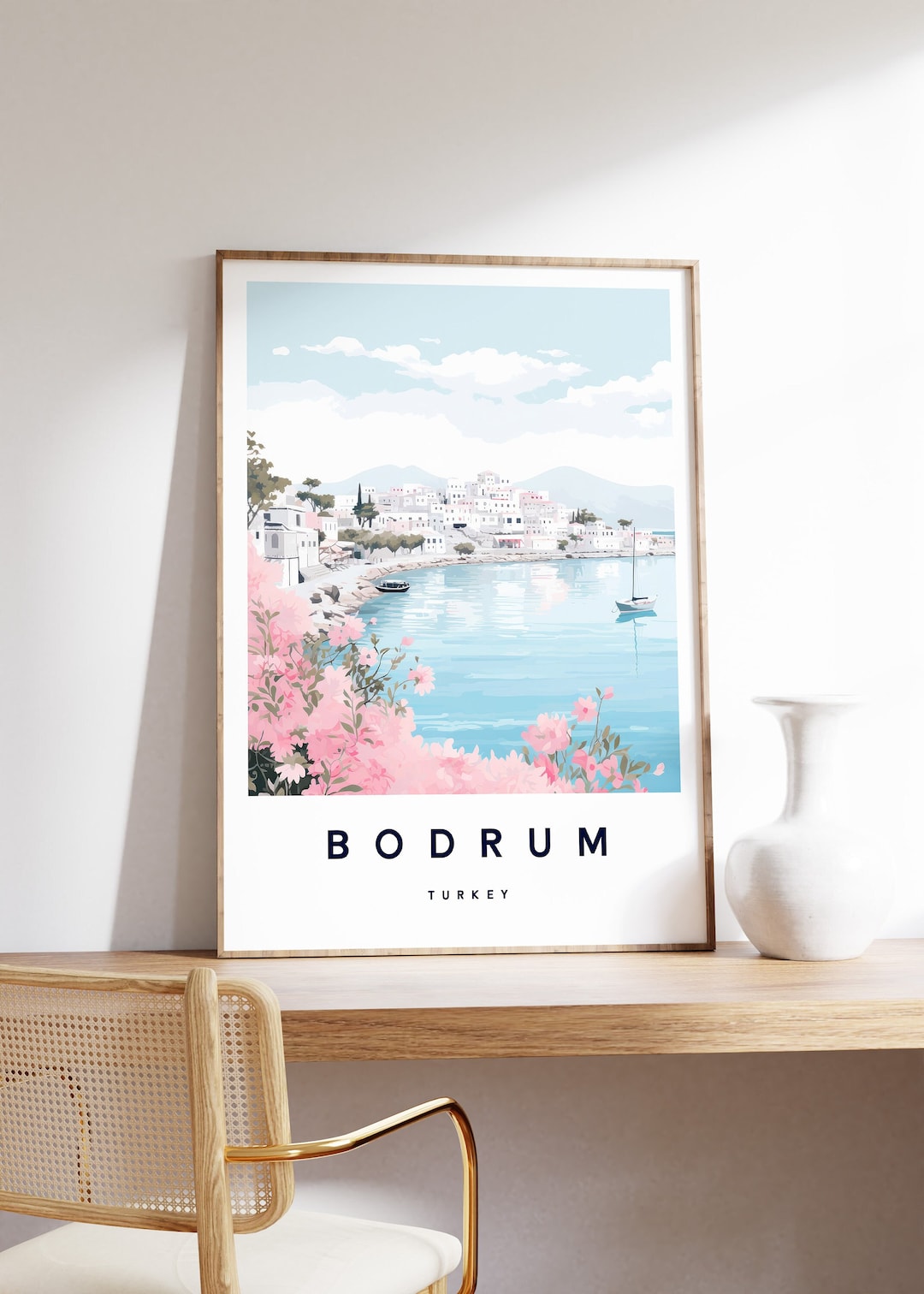 Bodrum Illustration Print, Bodrum Poster, Turkey Wall Art, Travel Print ...