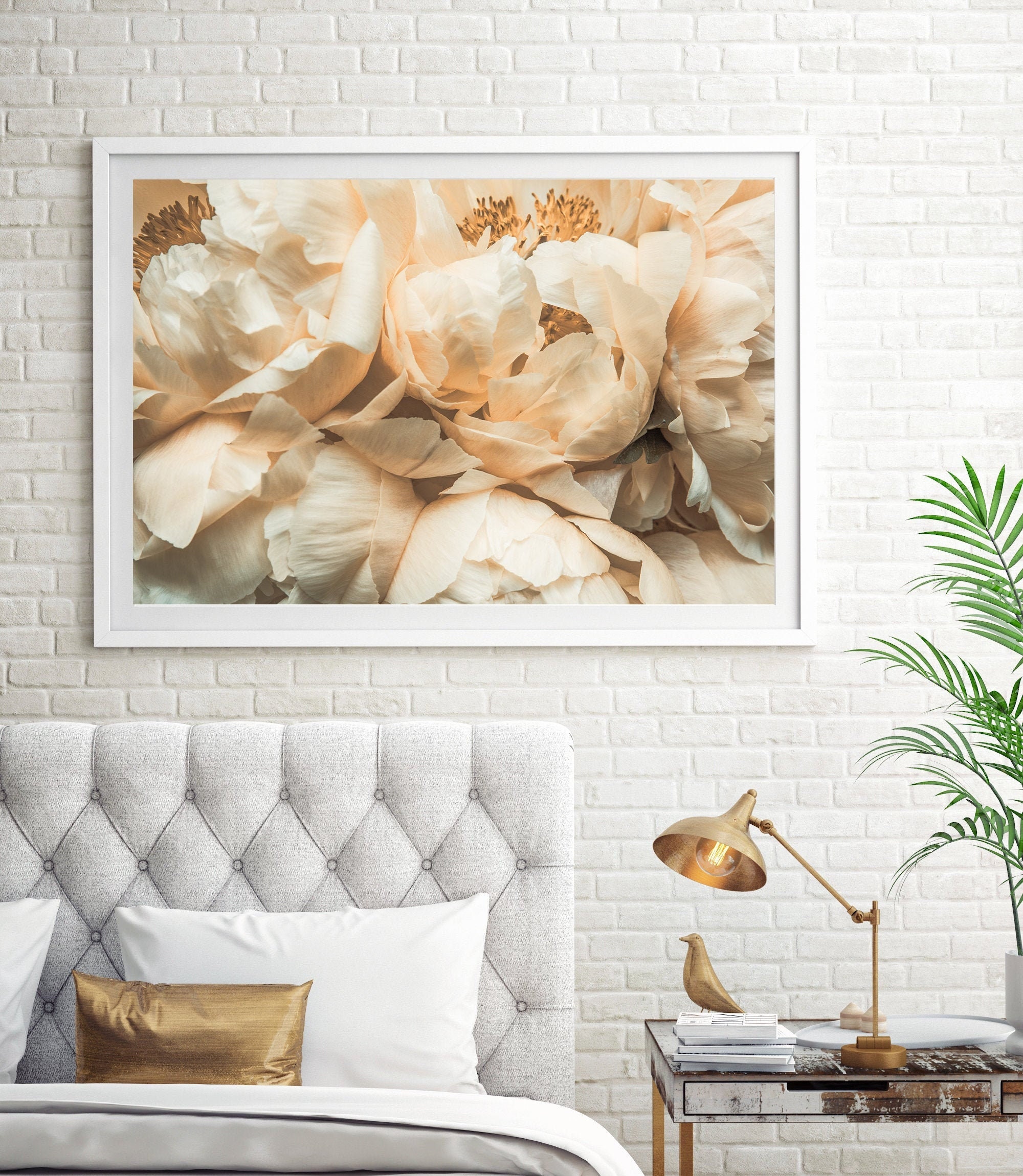 Cream Peonies Wall Art Peony Decor Print Floral Wall Art - Etsy UK