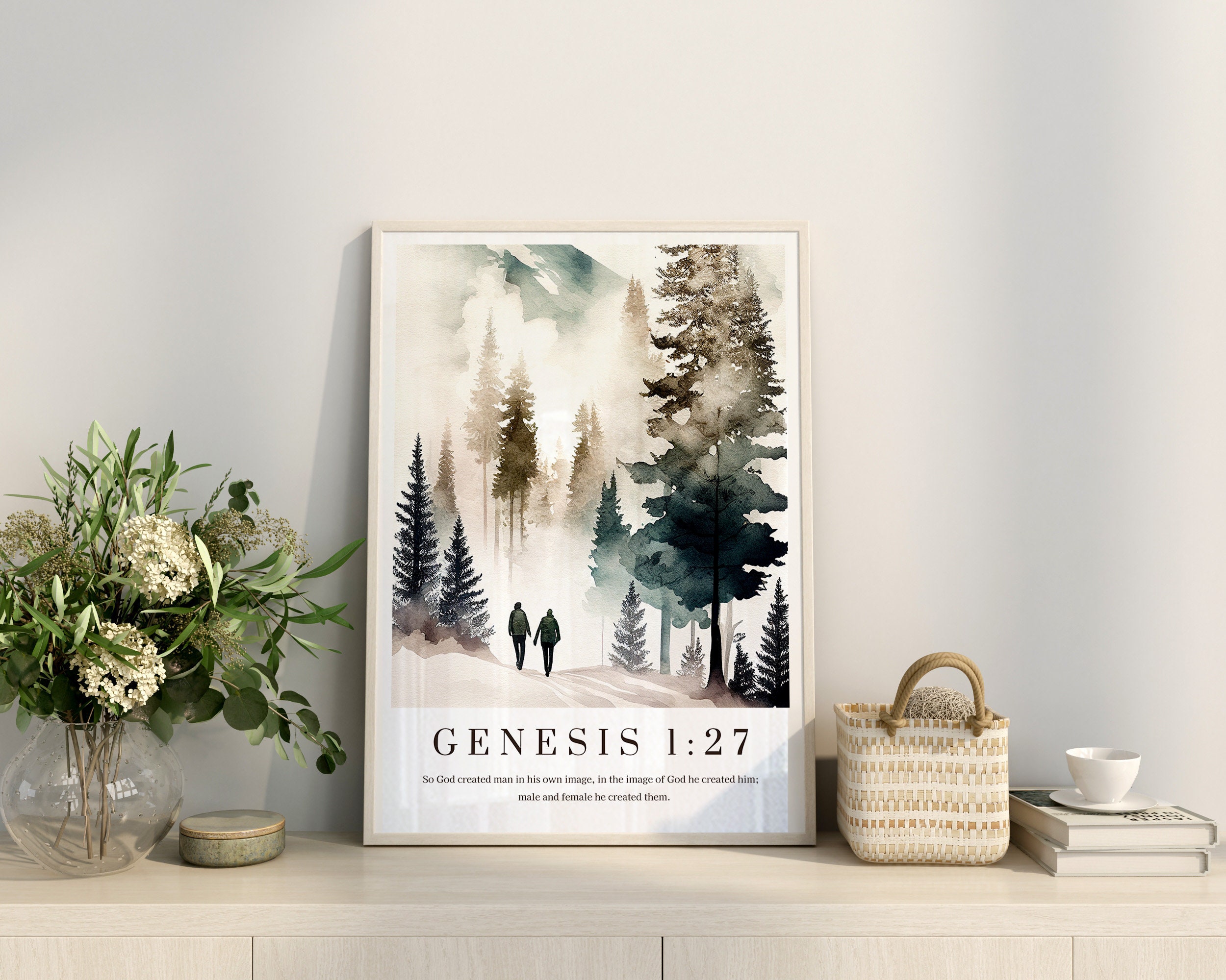 Genesis 1:27 Wall Art Print, Christian Faith Posters, Bible Verse Decor ...