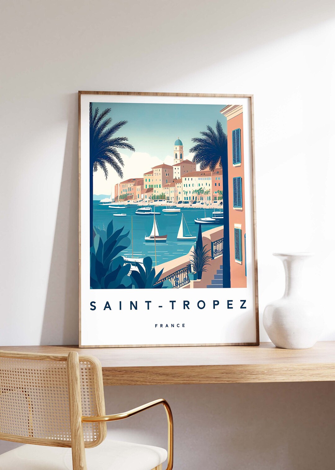 Saint-tropez Illustration Print, Saint-tropez Poster, French Riviera Art, Cote D'azur Art ...