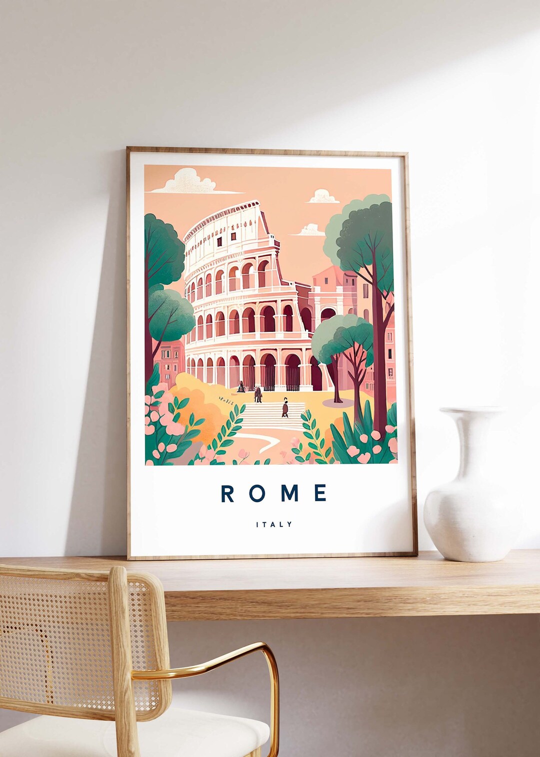 Rome Illustration Print, Rome Poster, Italian Wall Art, Travel Print ...