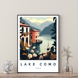 Lake Como Illustration Print, Lake Como Poster, Italian Wall Art ...