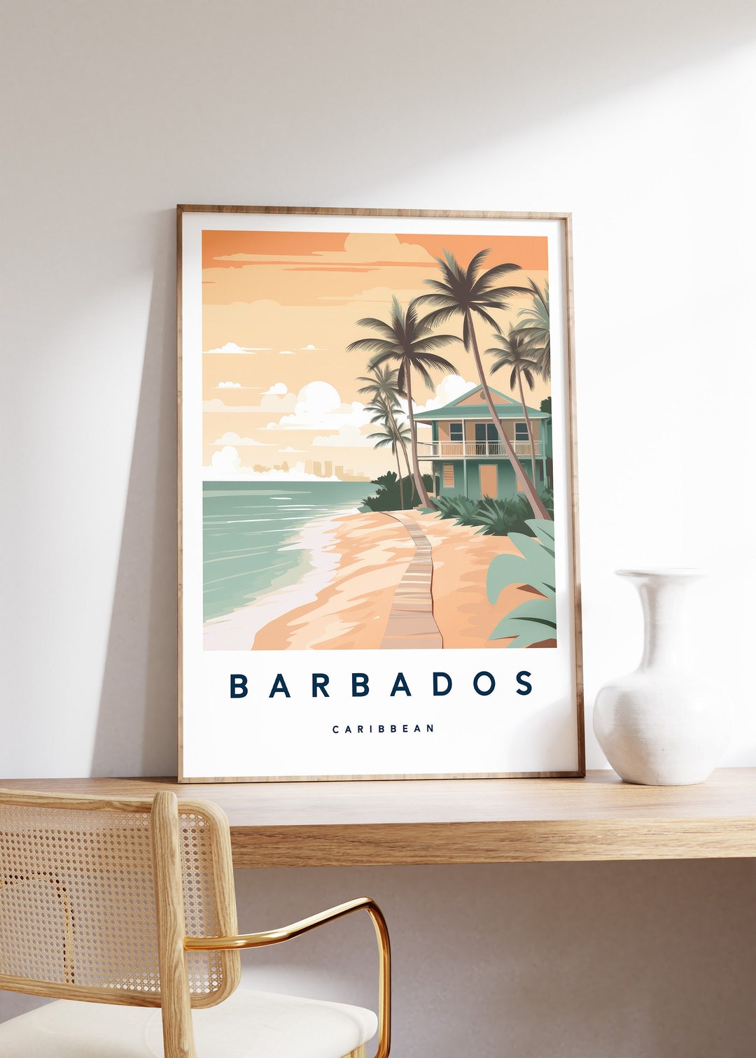 Barbados Illustration Print, Barbados Poster, Caribbean Wall Art ...