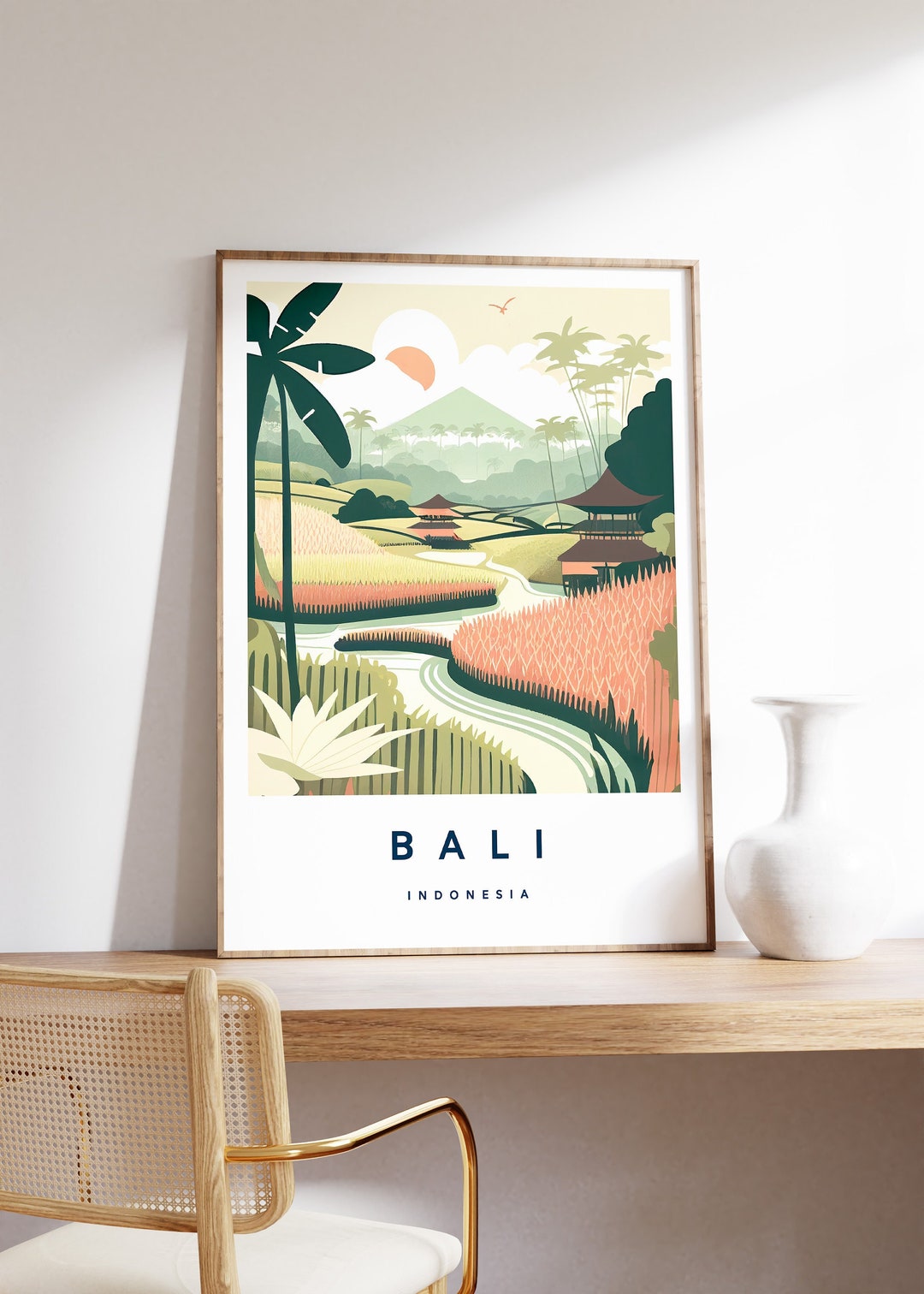 Bali Illustration Print, Bali Poster Wall Art, Travel Print, Indonesia ...