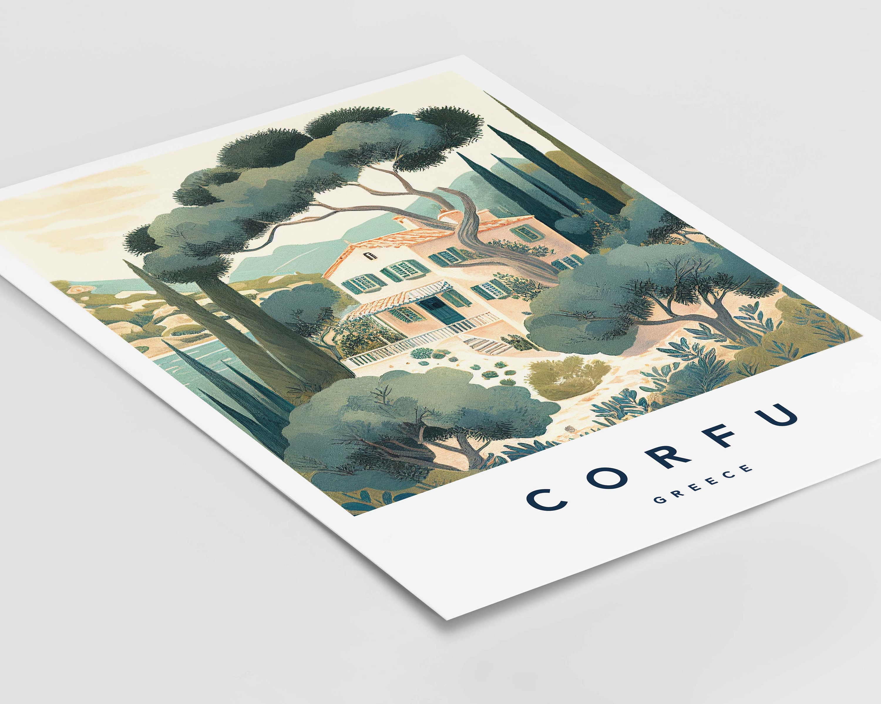 Corfu Illustration Print Corfu Poster Greece Wall Art - Etsy UK