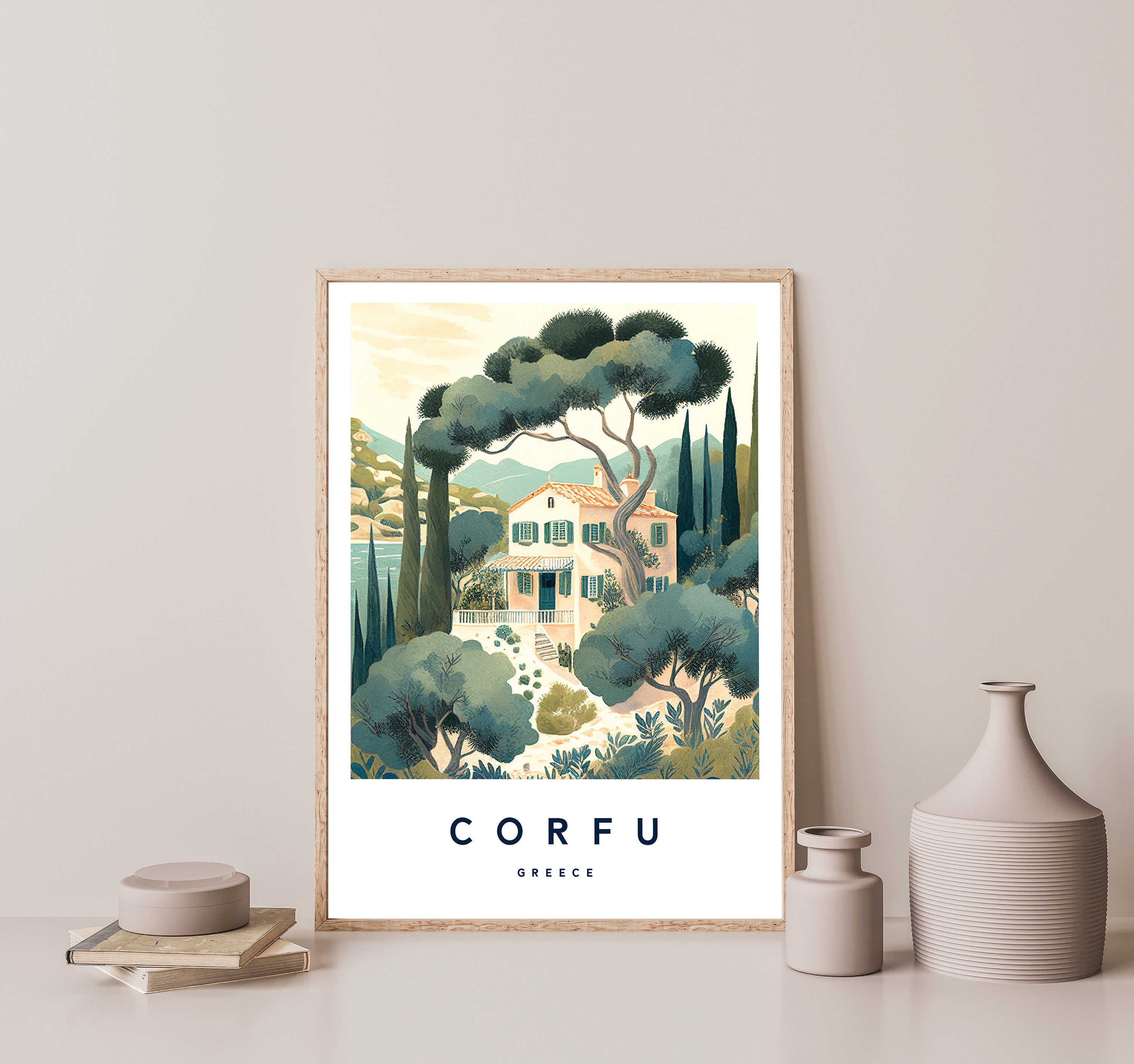 Corfu Illustration Print Corfu Poster Greece Wall Art - Etsy UK