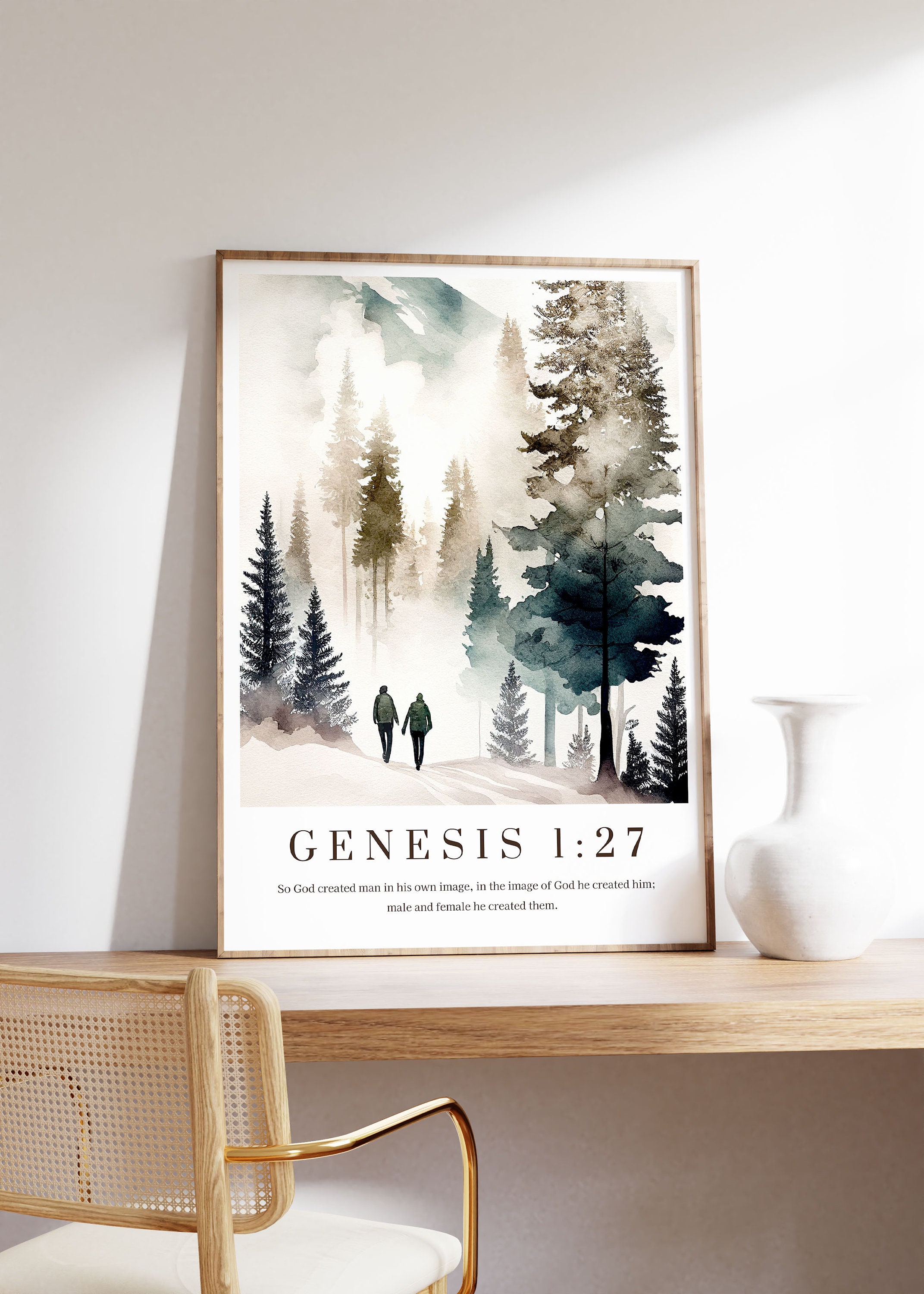 Genesis 1:27 Wall Art Print, Christian Faith Posters, Bible Verse Decor ...