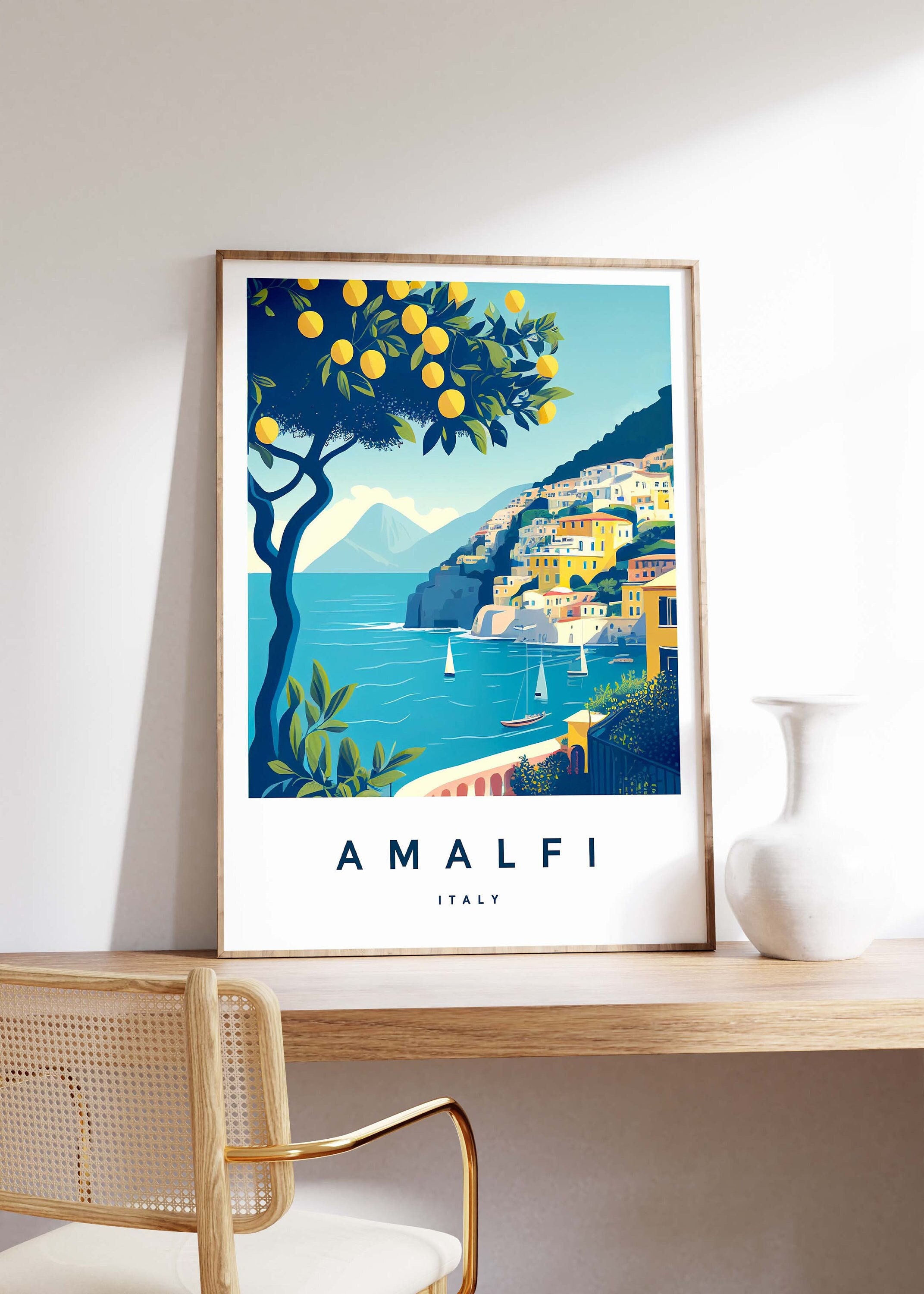 Amalfi Illustration Print Amalfi Poster Italian Wall Art - Etsy