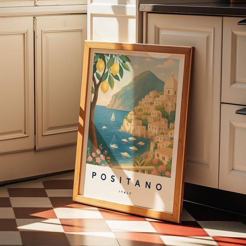 Positano Illustration Print, Positano Poster, Italian Wall Art, Travel ...