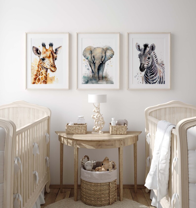 Set of 3 Watercolour Animal Prints Safari Animals Print Set - Etsy UK