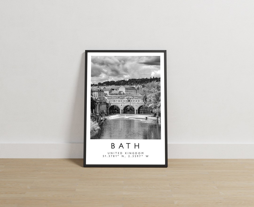 Bath Somerset Travel Poster, Black and White Location Print, English ...