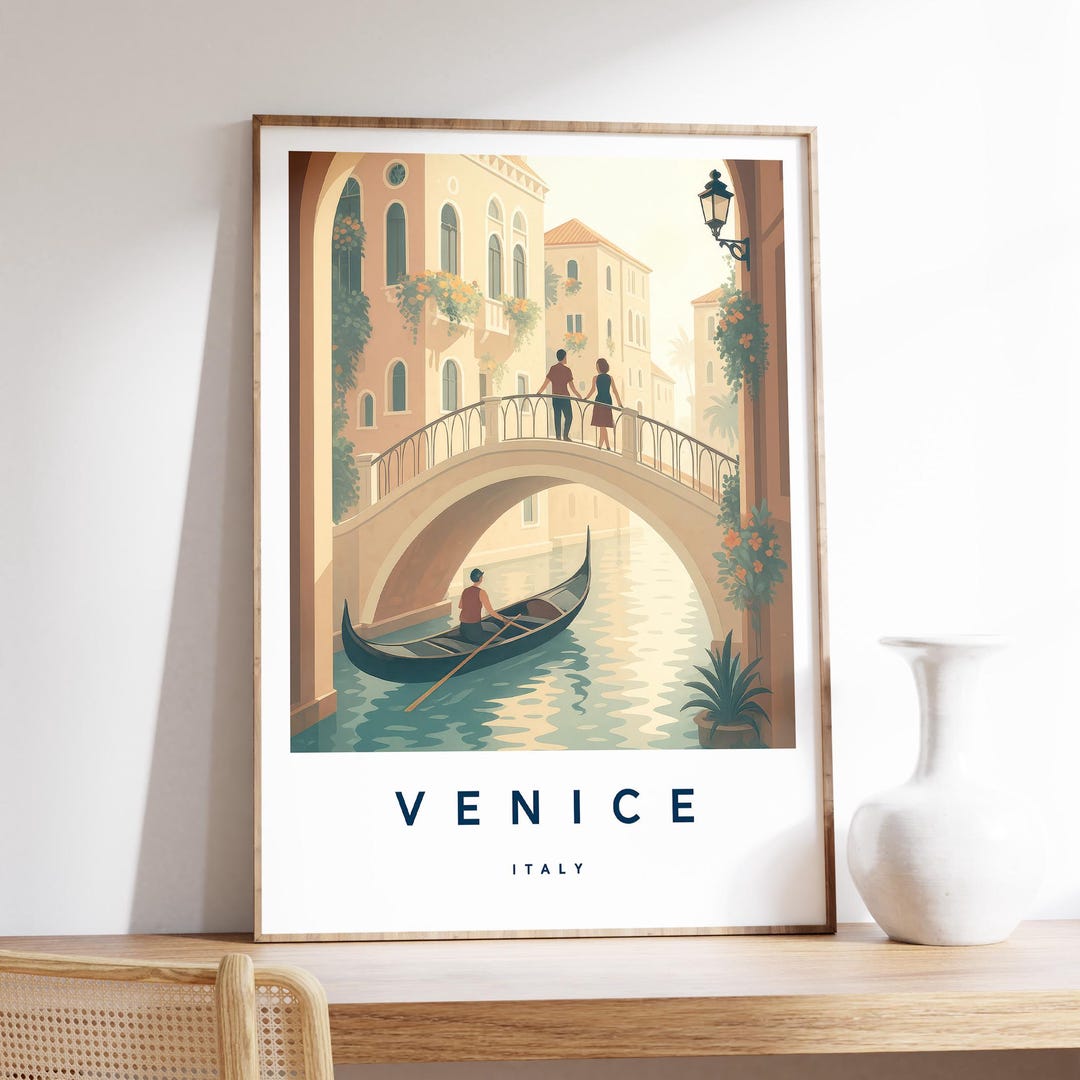 Venice Illustration Print, Venice Poster, Italian Wall Art, Travel ...