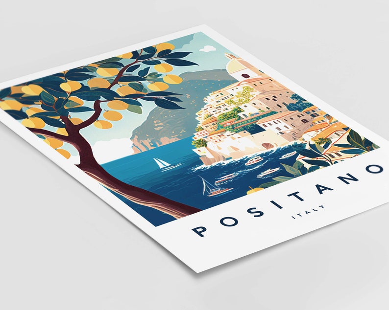 Positano Illustration Print Positano Poster Italian Wall - Etsy