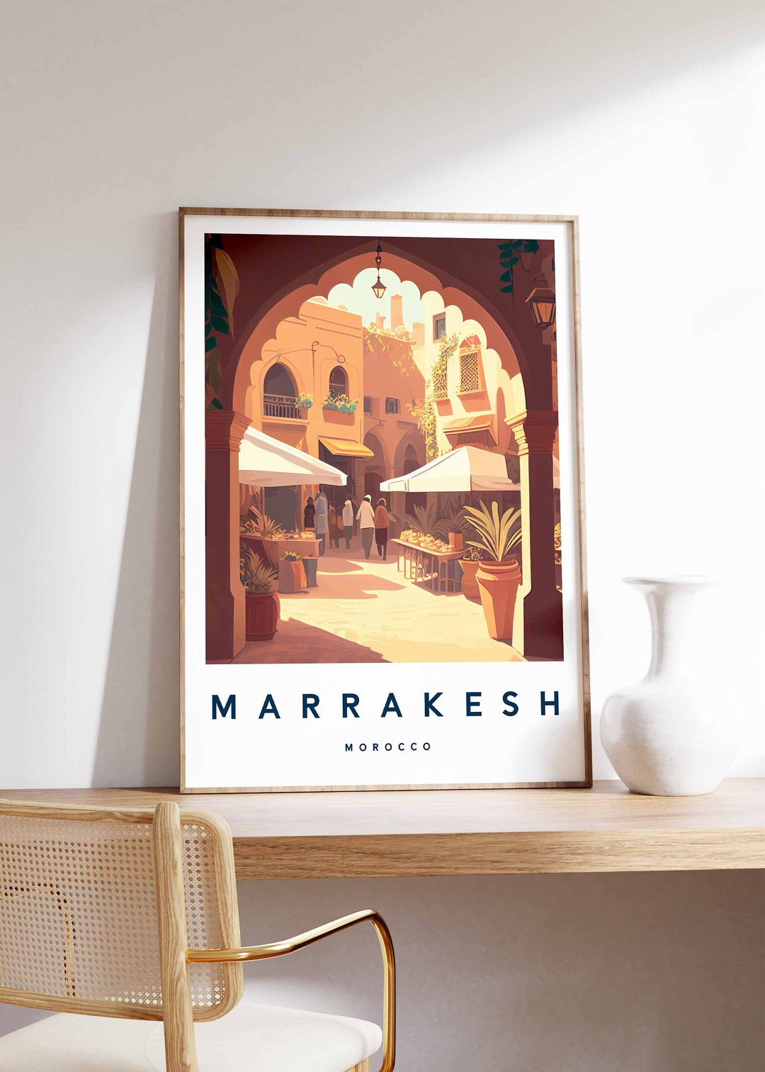 Marrakesh Illustration Print, Marrakesh Poster Wall Art, Travel Print, Morocco Print, Africa ...