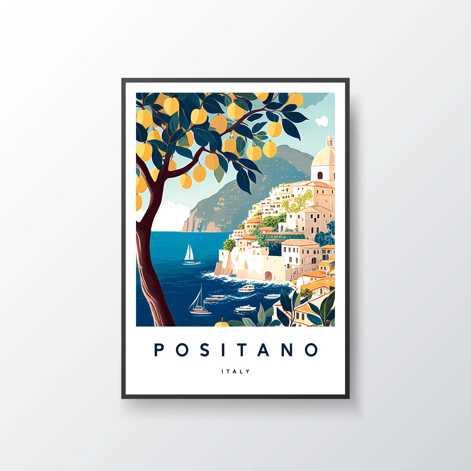 Positano Illustration Print Positano Poster Italian Wall - Etsy
