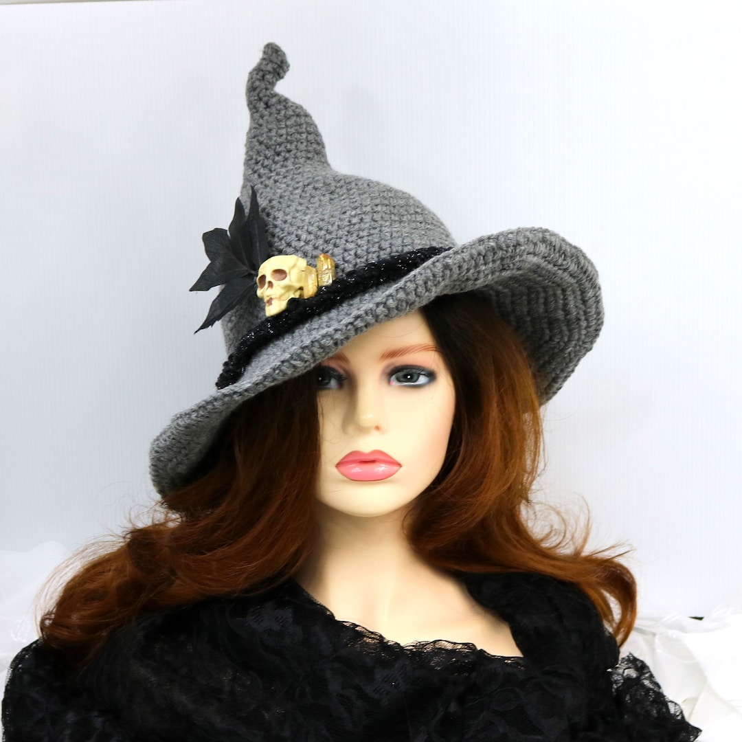 Crooked Skull Witch Hat Crooked Crystal Witch Costume Hat - Etsy