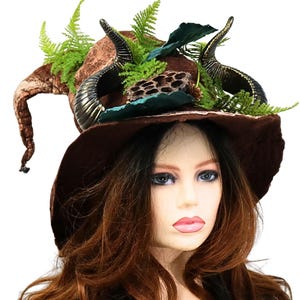 Druid Forest Hat, Horned Goddess Hat, Hand Dyed Felt, Fancy Witch Hat ...