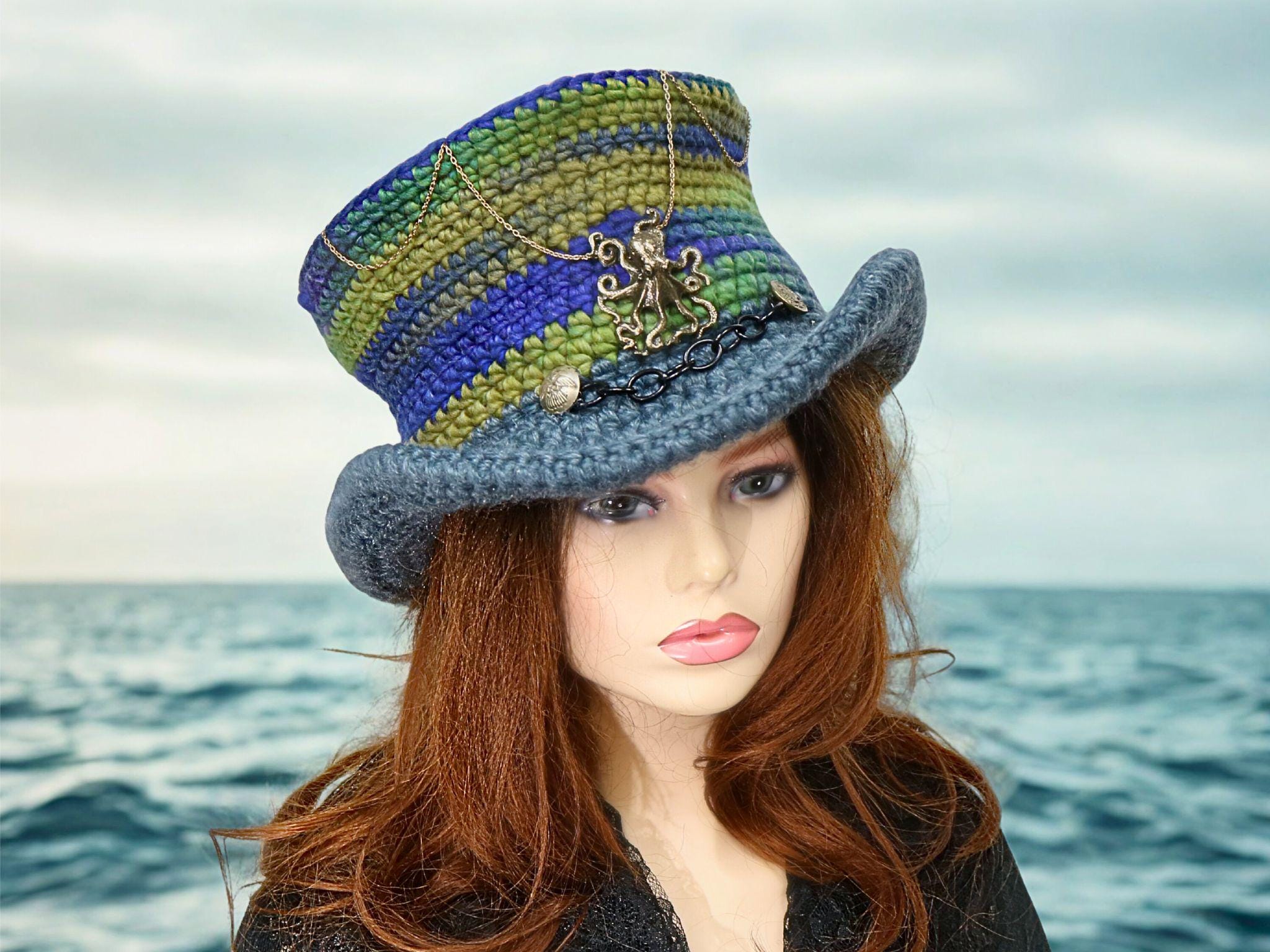 Colorful Octopus Top Hat, Festival Cosplay, Whimsical Crochet, Witch ...