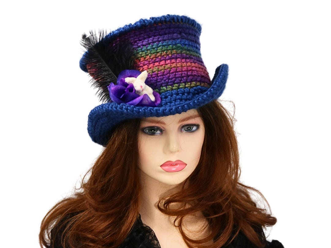Wonderland Festival Top Hat, Rabbit Top Hat, Fun Crochet Top Hat ...