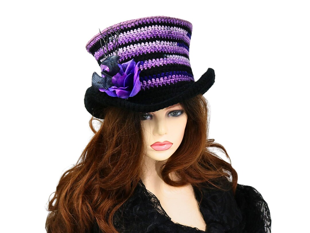 Goth Festival Top Hat for Him or Her, Spooky Bat Flower, Witchy Top Hat ...