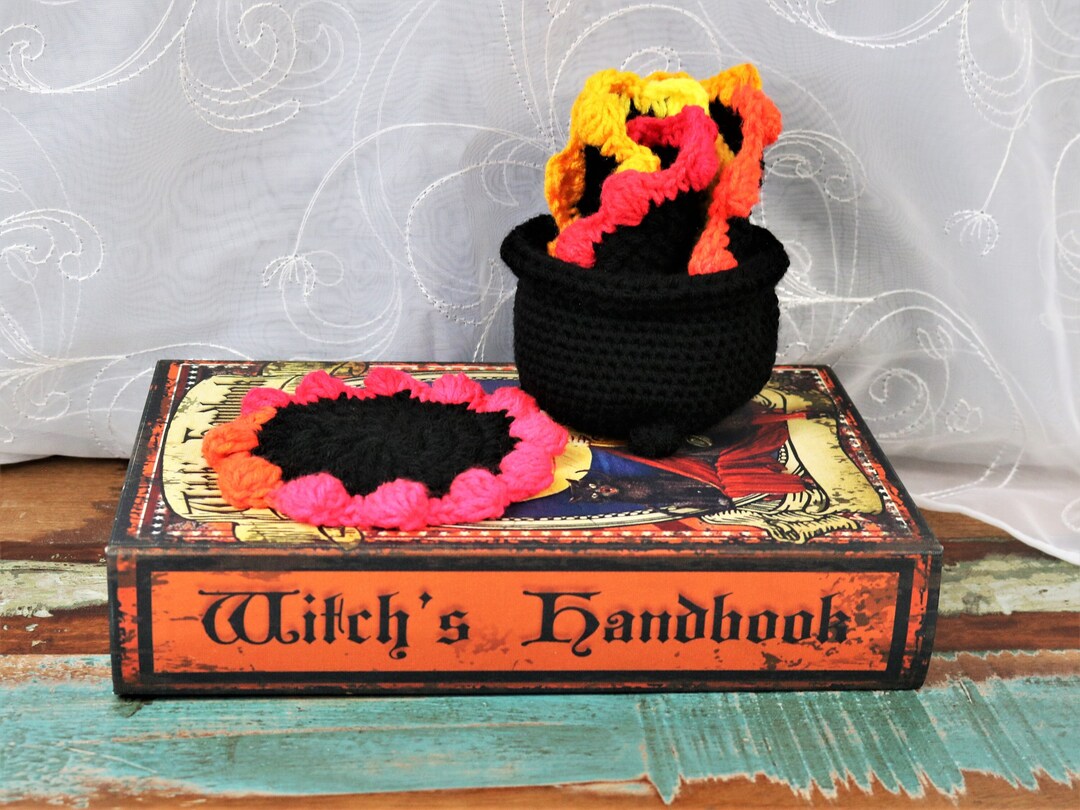 Bubbling Fire Witch Cauldron Coaster Set Witchy Dark Goth - Etsy