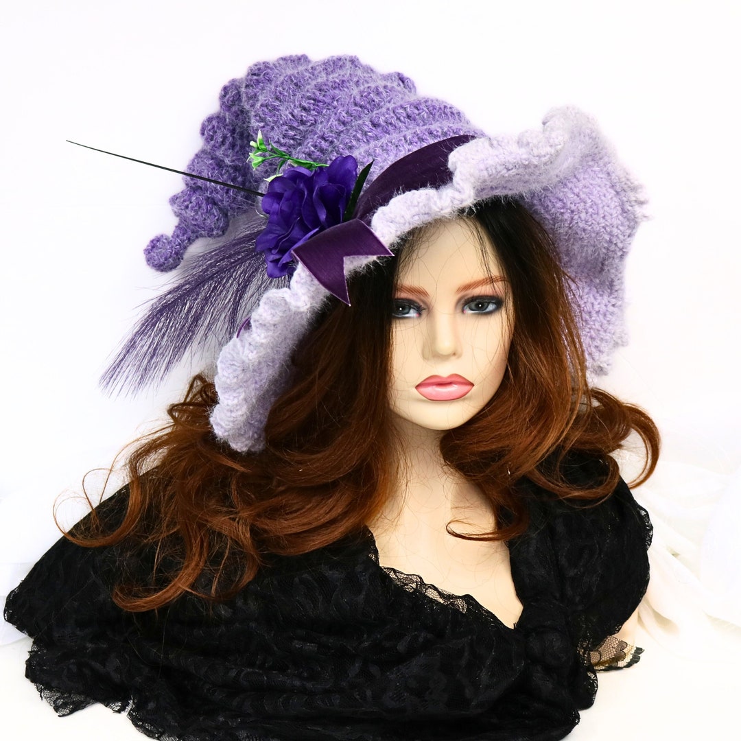 Cottagecore Purple Witch Hat Curled Witch Hat Ombre Fairy - Etsy
