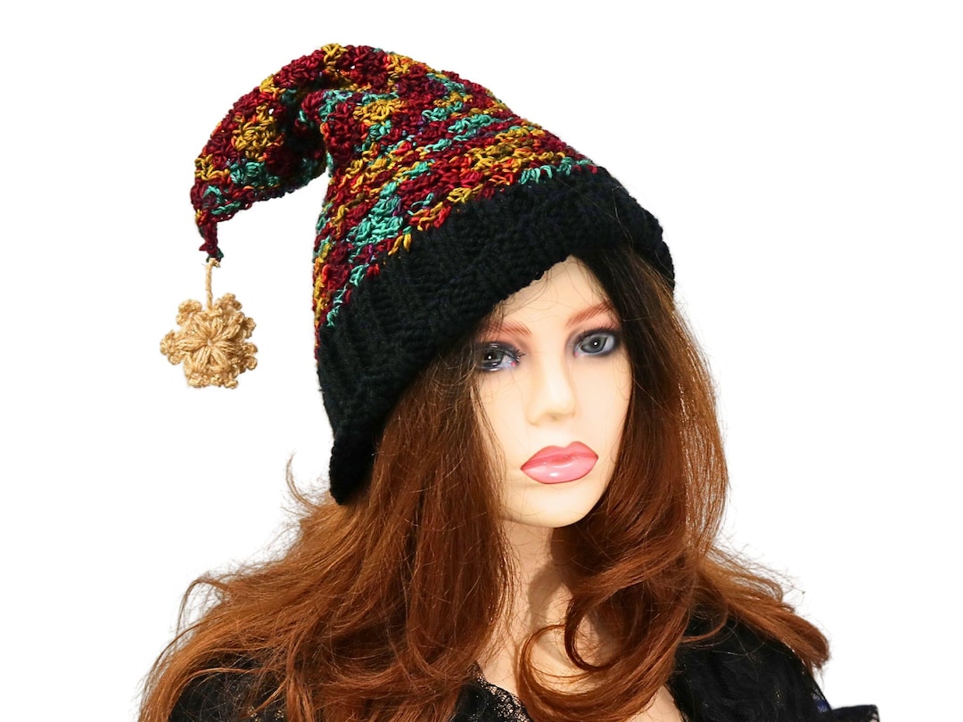 Colorful Yule Witch Hat, Fun Winter Wizard Hat, Soft Slouchy, Christmas ...